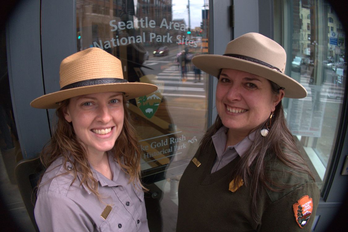 Sydney Shewmaker (L) and Lissa Kramer (R) at Klondike Gold Rush Ntnl ...